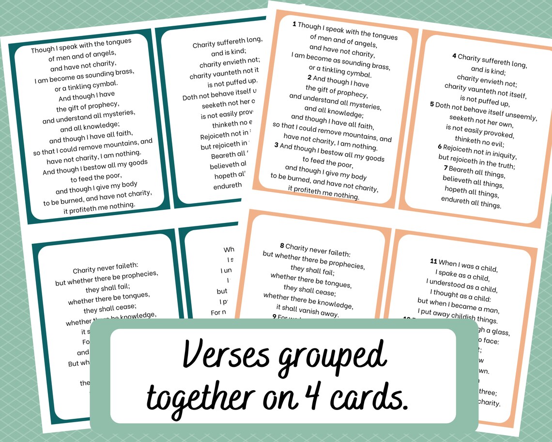 Scripture Memory | 1 Corinthians 13 | Memorize Scripture | Verse Cards ...