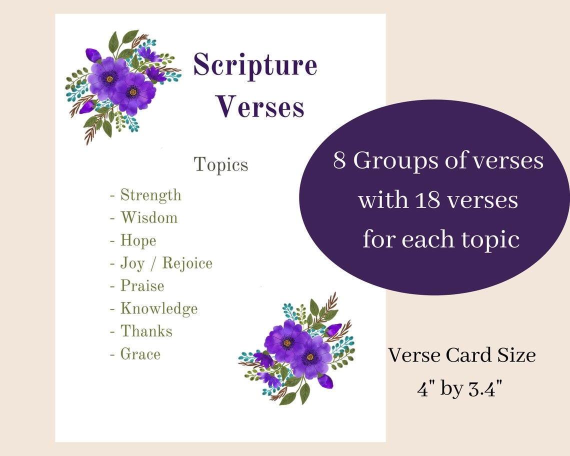 144 Topical Verse Cards KJV Verses Bible Verse Cards Printable Cards ...