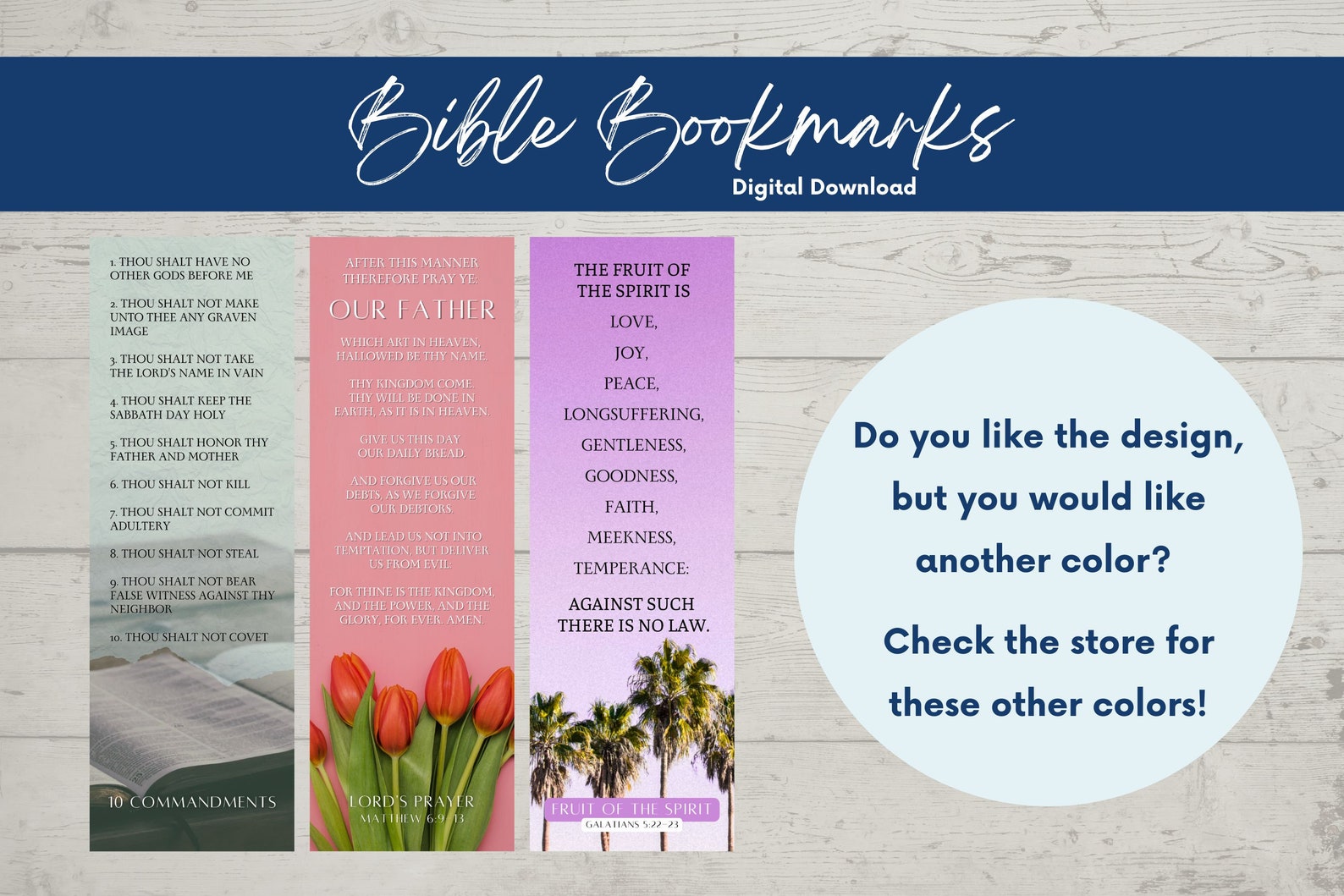 Bible Bookmarks Bundle, 10 Commandments, Beatitudes, Fruit of the ...