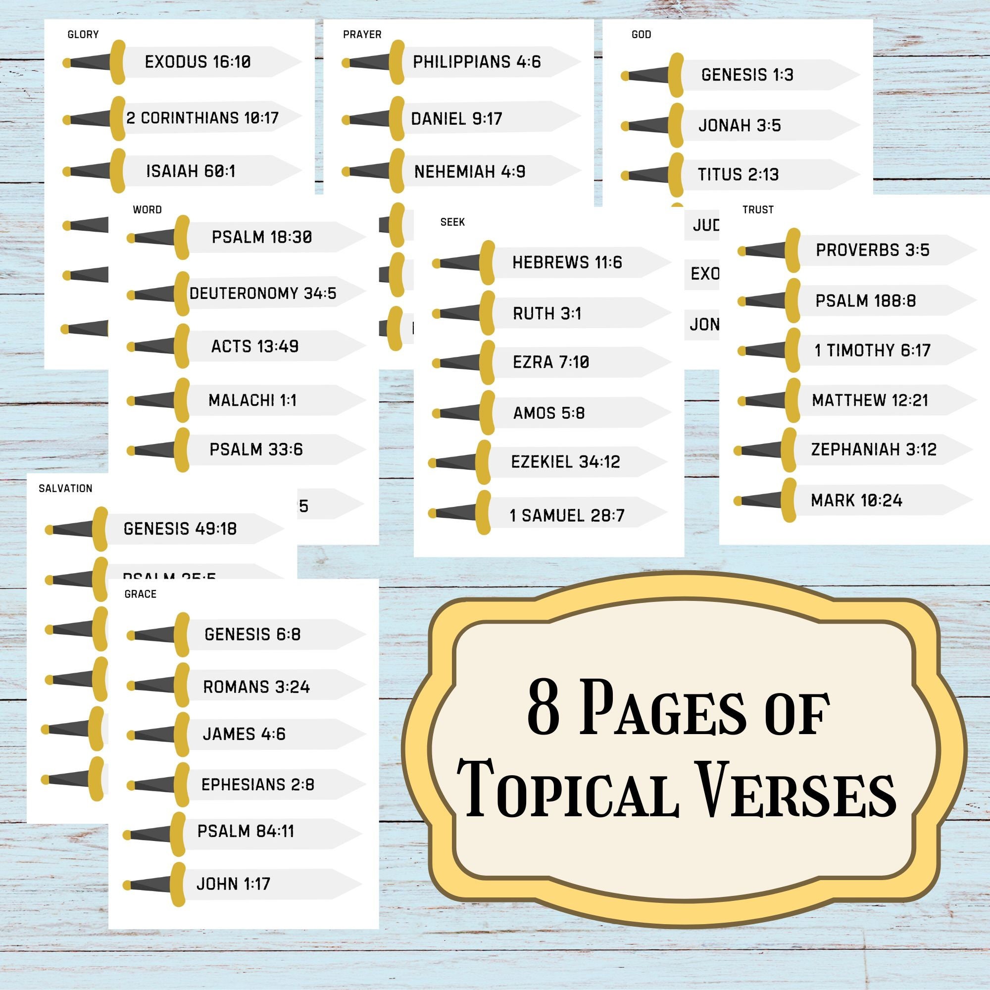 Sword Drill Printable Verse Cards, Sunday School Resources, Printable ...