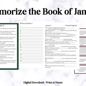 Bible Memory Worksheets the Book of James, Memorize Scripture, Verse ...