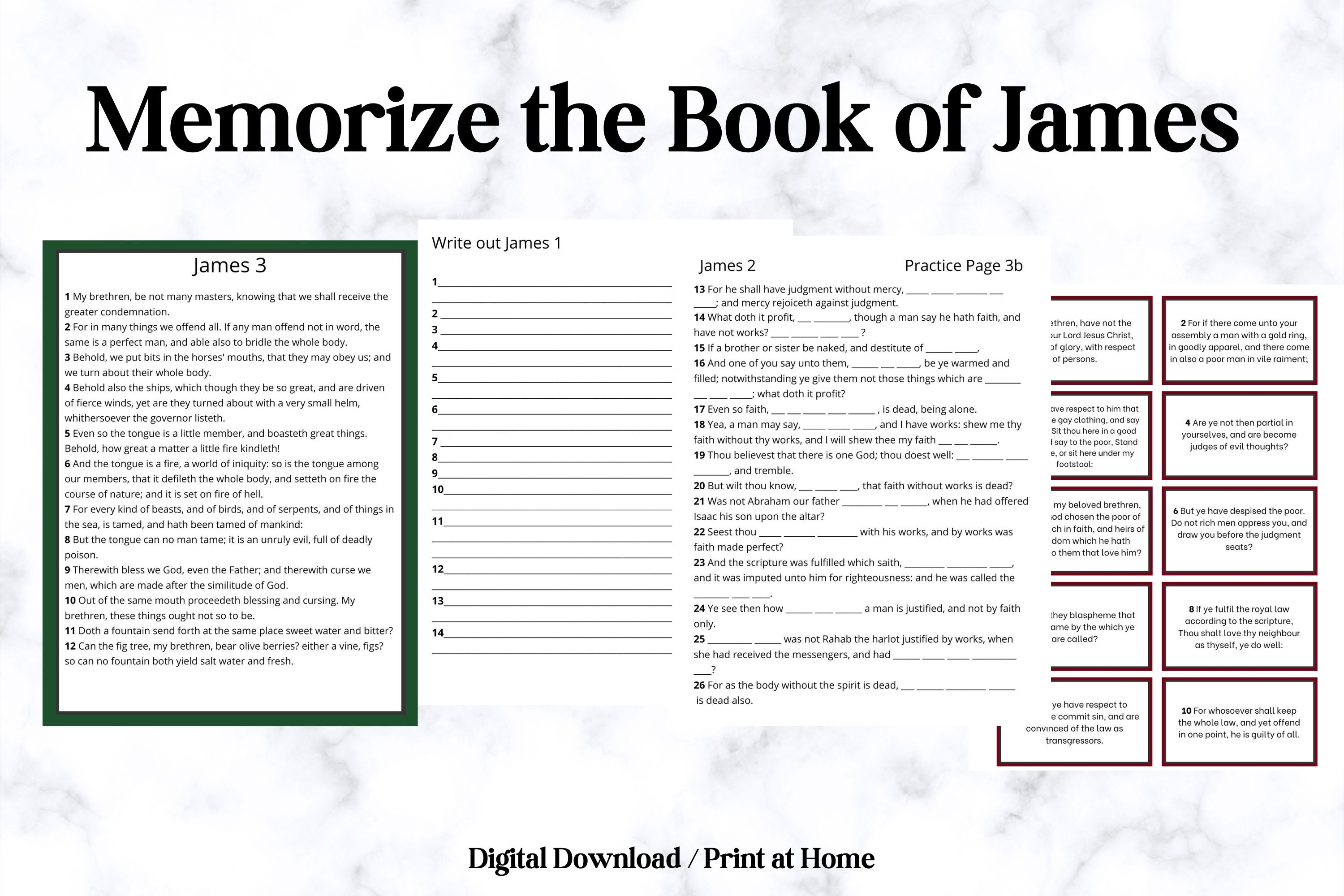 Bible Memory Worksheets the Book of James, Memorize Scripture, Verse ...