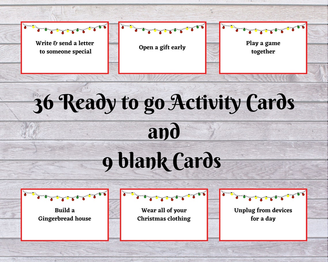 Countdown to Christmas Activity Cards Instant Download - Etsy