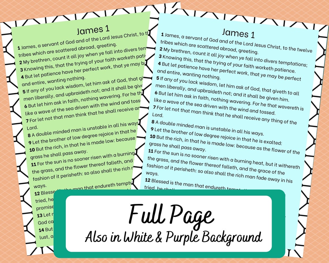 Scripture Memory James 1 Memorize Scripture Verse Cards Fill in the ...