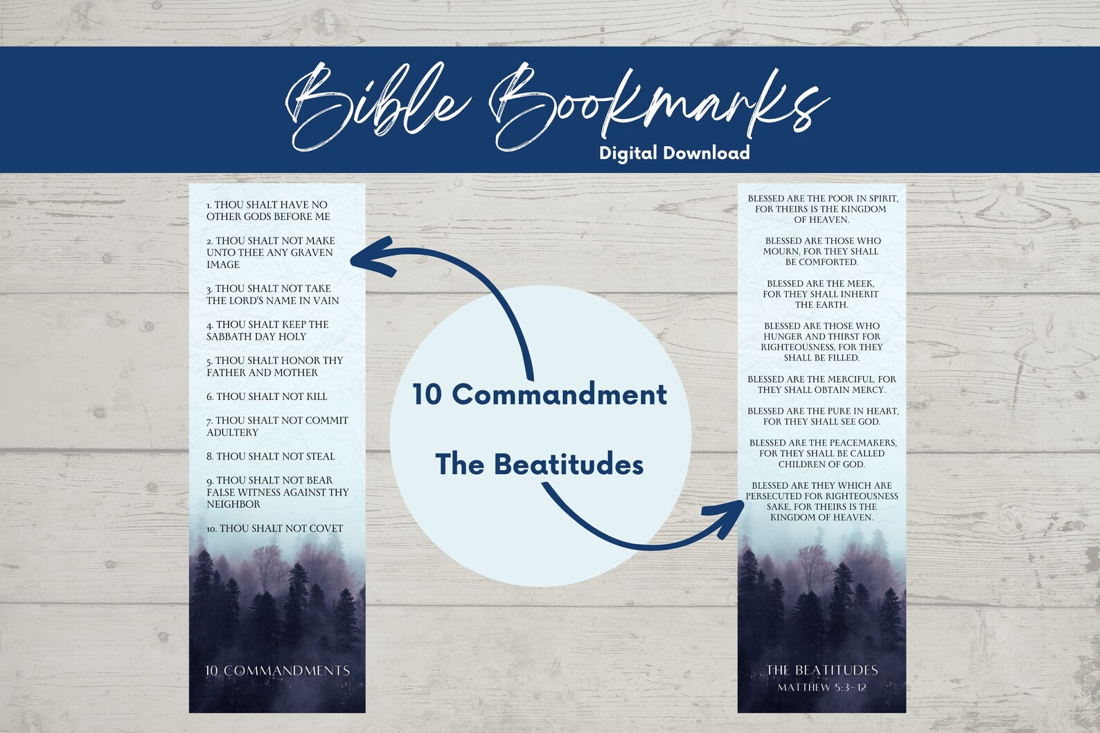 Bible Bookmarks Bundle, 10 Commandments, Beatitudes, Fruit of the ...