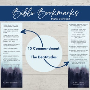 Bible Bookmarks Bundle, 10 Commandments, Beatitudes, Fruit of the ...