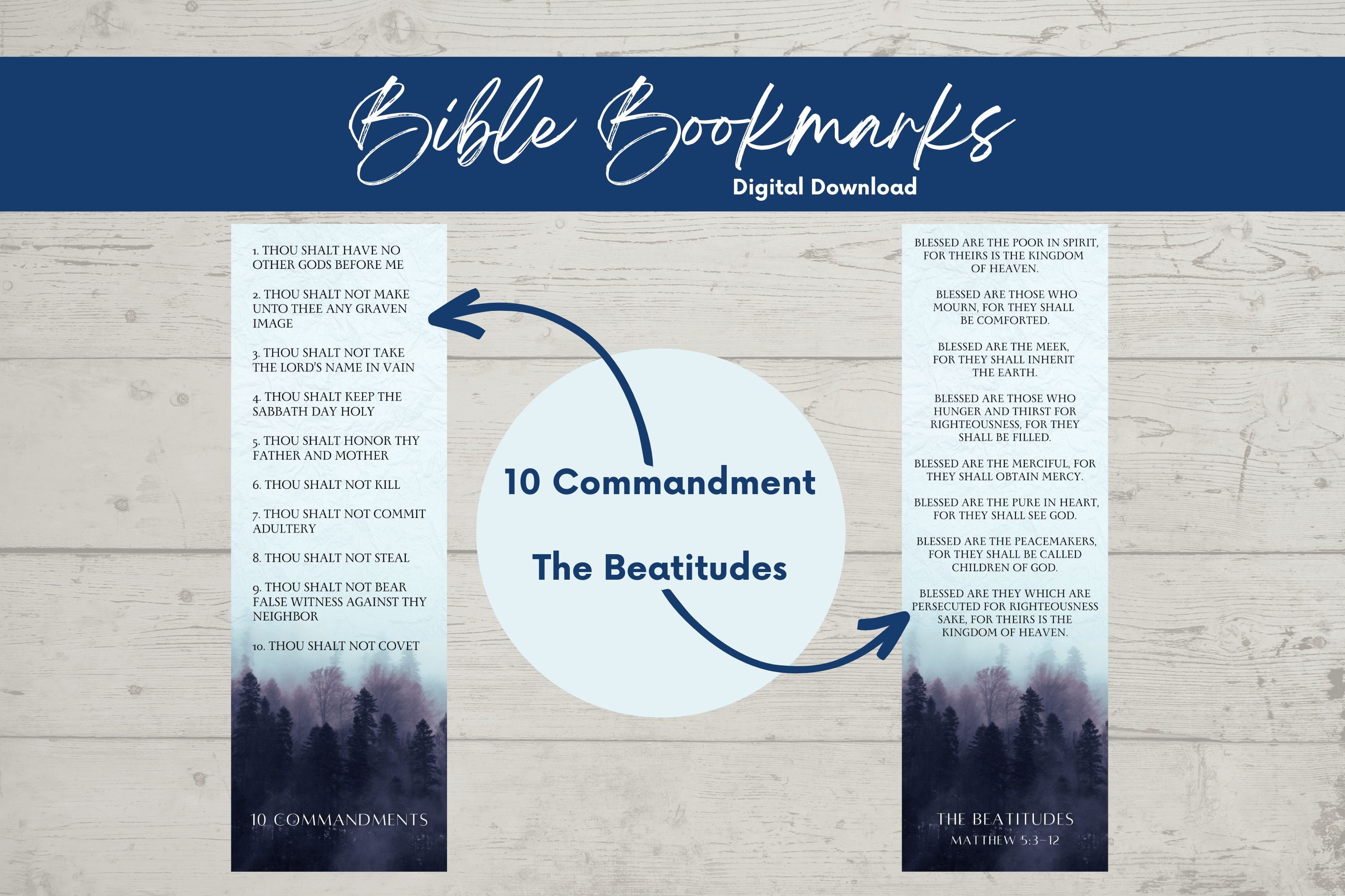 Bible Bookmarks Bundle, 10 Commandments, Beatitudes, Fruit of the ...