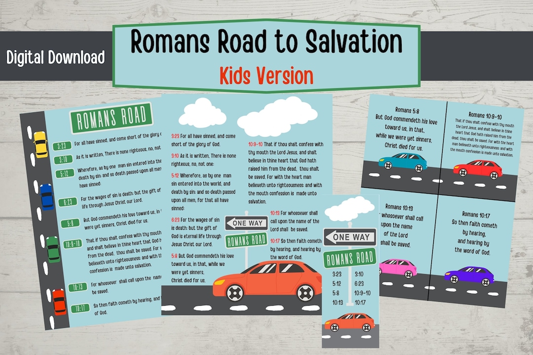 Romans Road to Salvation Kids Version, Romans Road Evangelism Cards ...