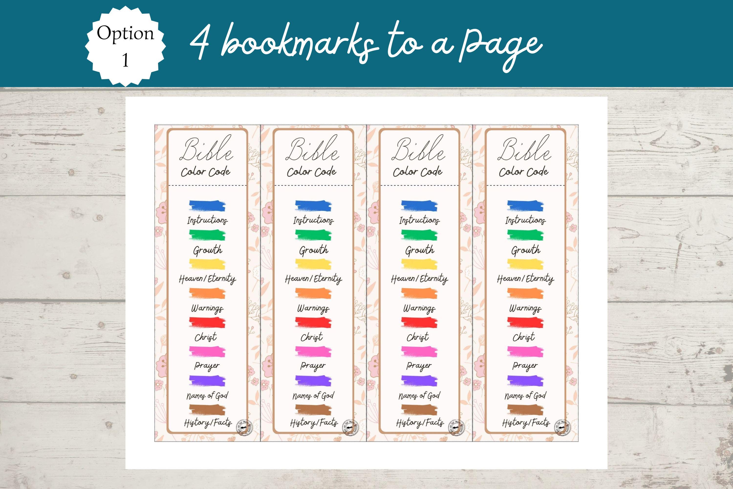 Bible Study Color Coding Bookmarks, Printable Bible Bookmarks, Study ...