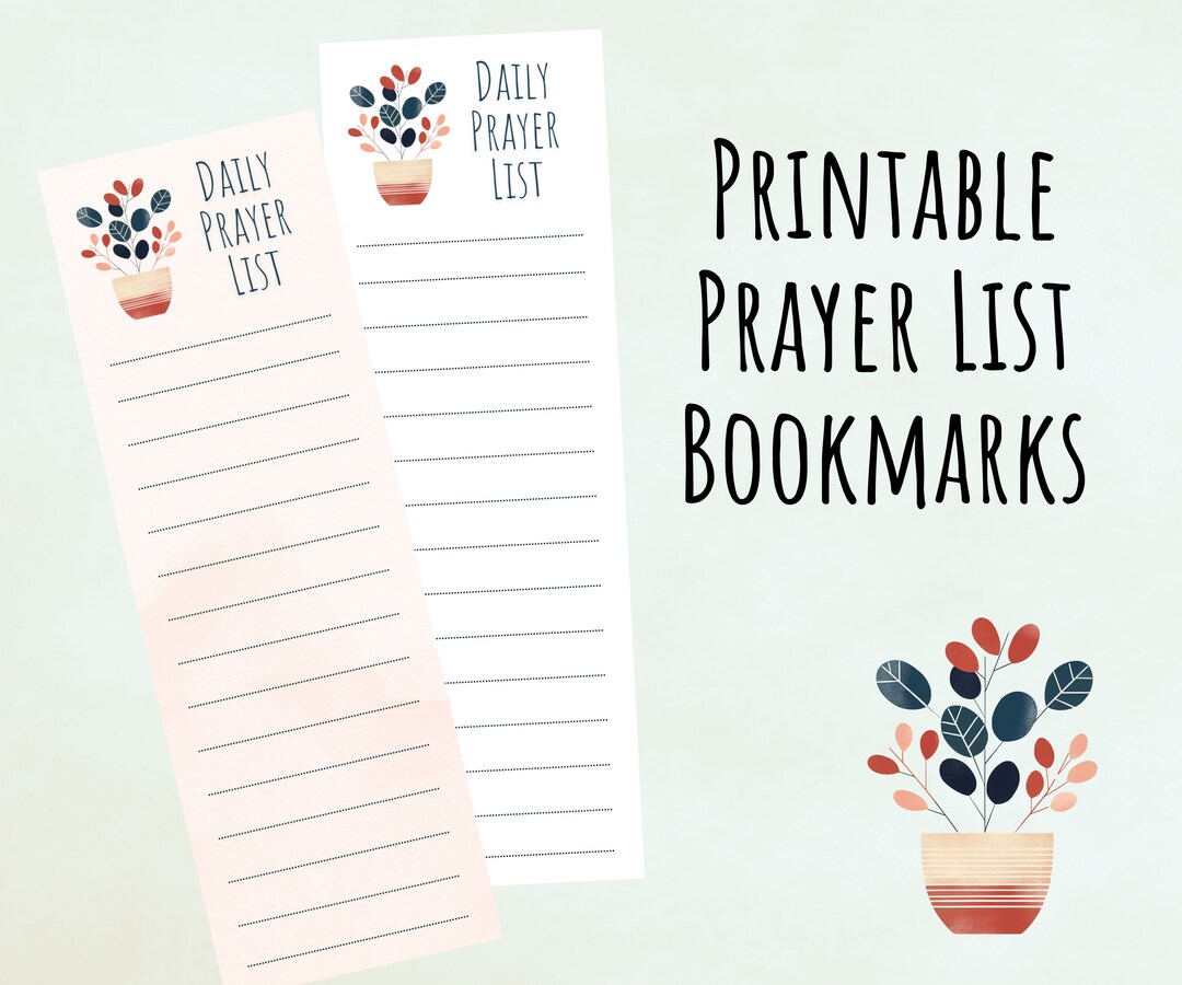 Daily Pray List Bookmarks, Printable Bookmarks, Prayer List - Etsy