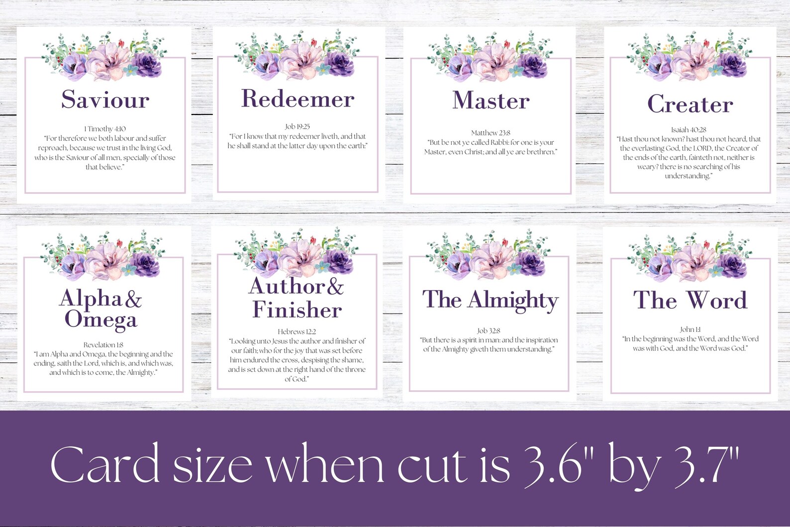 The Names of Christ Bible Verse Cards Set 1, Scripture Memory Cards ...