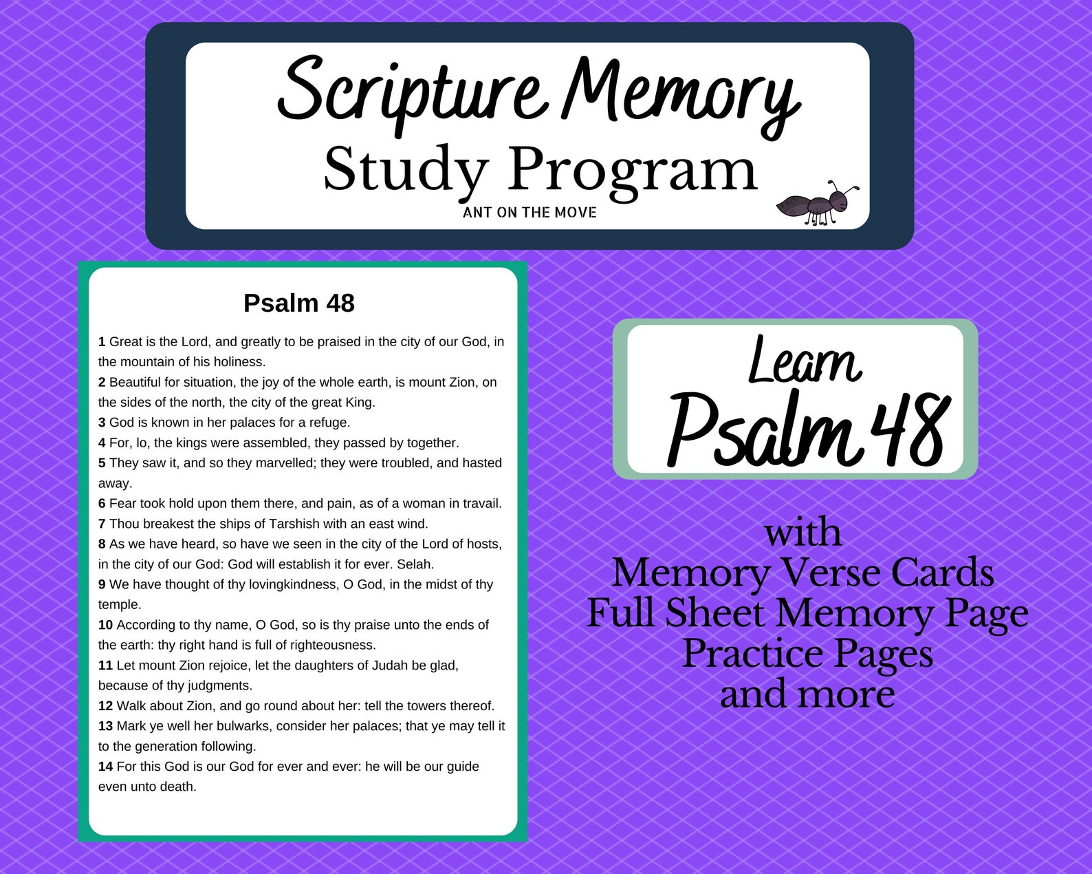 Scripture Memory | Psalm 48 | Memorize Scripture | Verse Cards | Fill ...