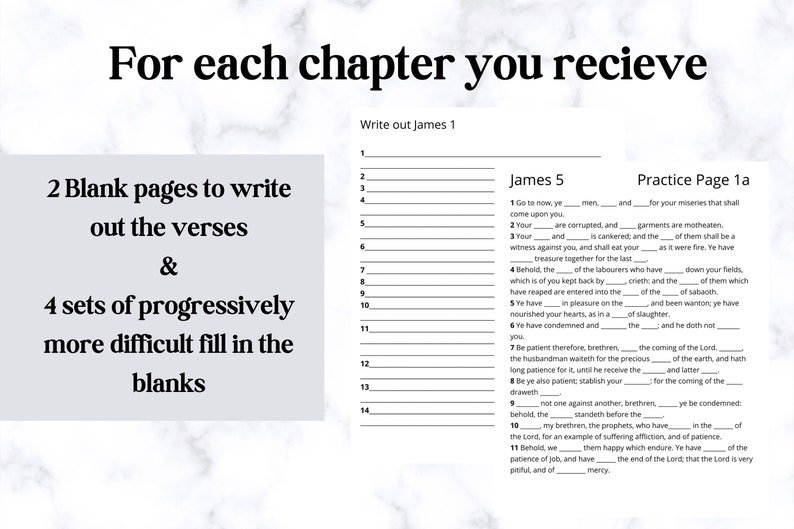 Bible Memory Worksheets the Book of James, Memorize Scripture, Verse ...