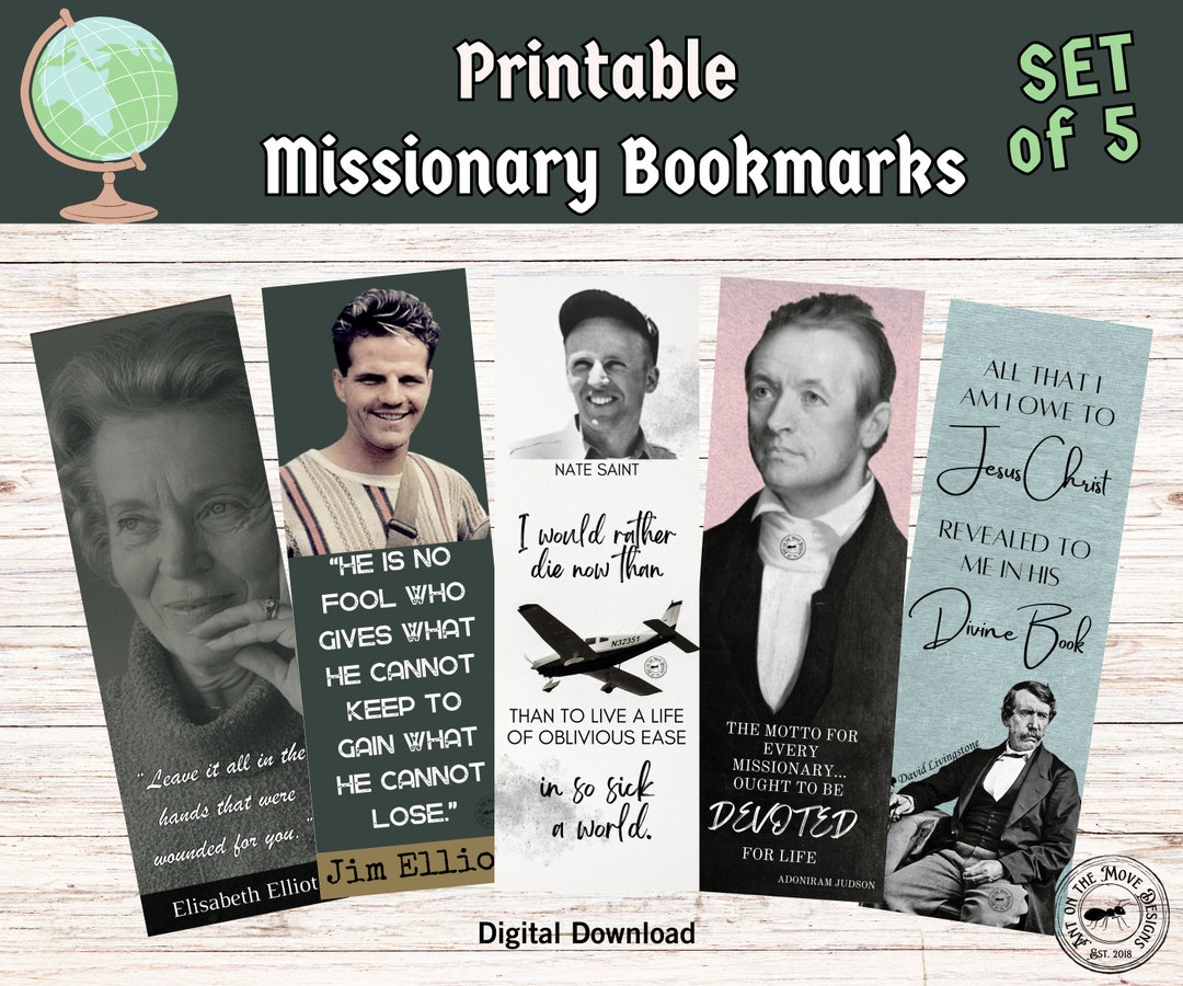 Missionary Quote Bookmarks Set 1, Printable Bookmarks, Jim Elliot, Nate ...