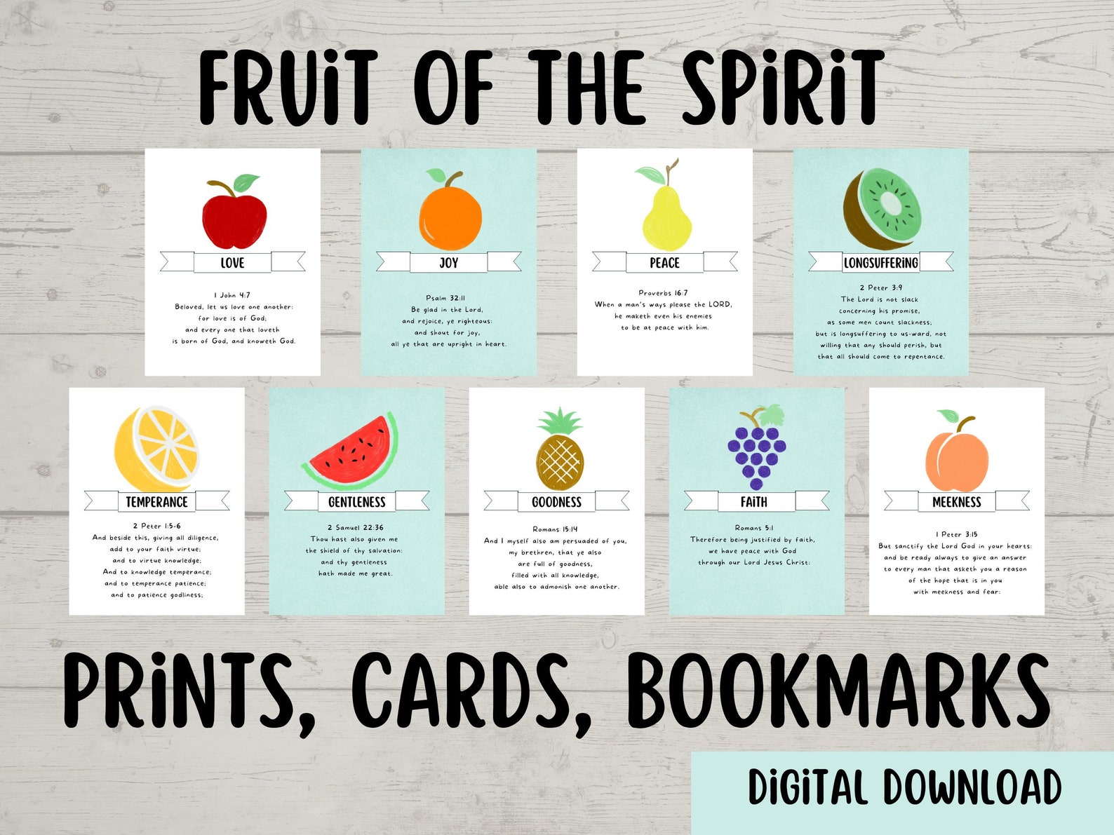 Fruit of the Spirit Printable Resources Printable Bookmarks Verse Cards ...