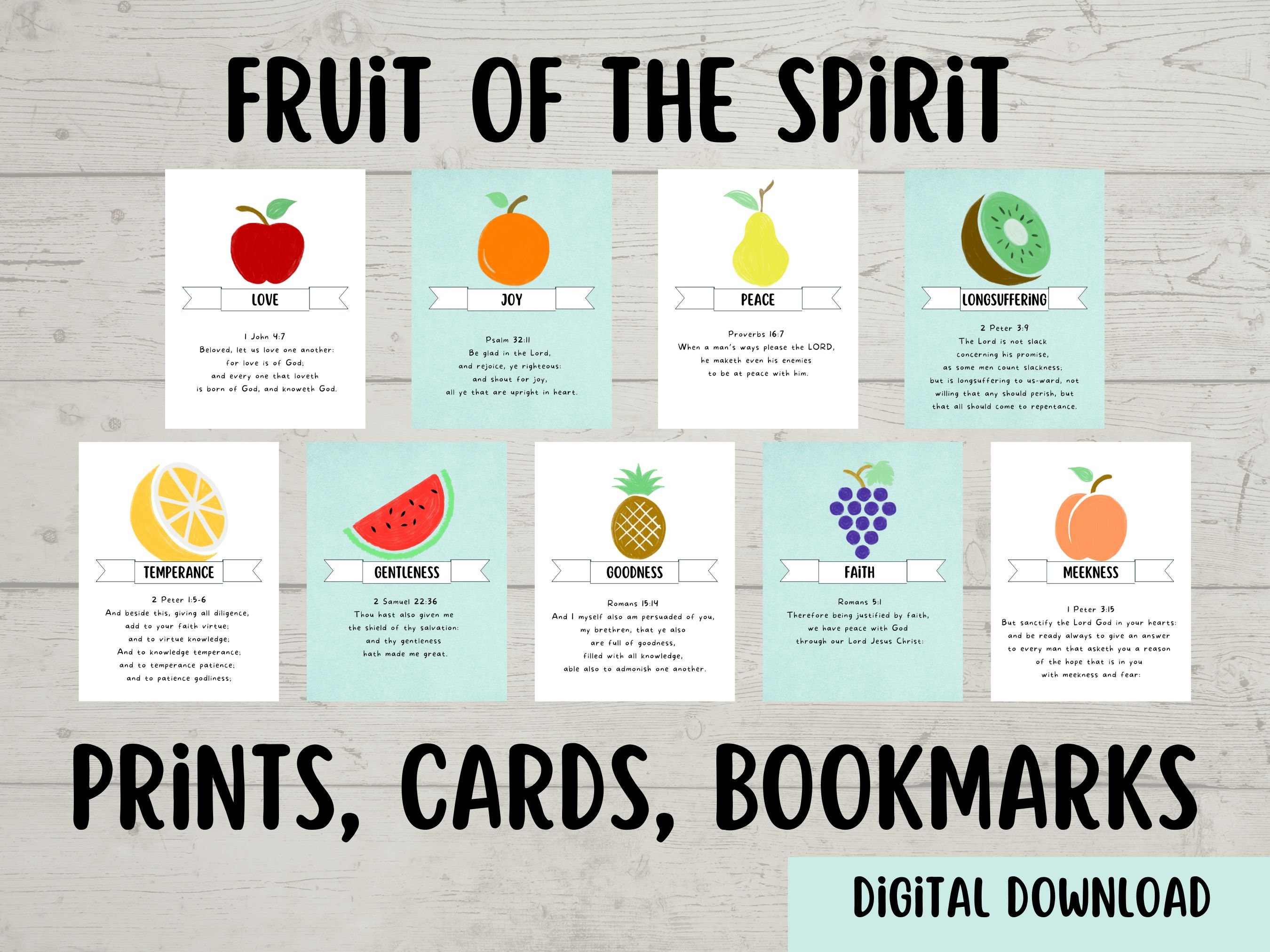 Fruit of the Spirit Printable Resources Printable Bookmarks Verse Cards ...