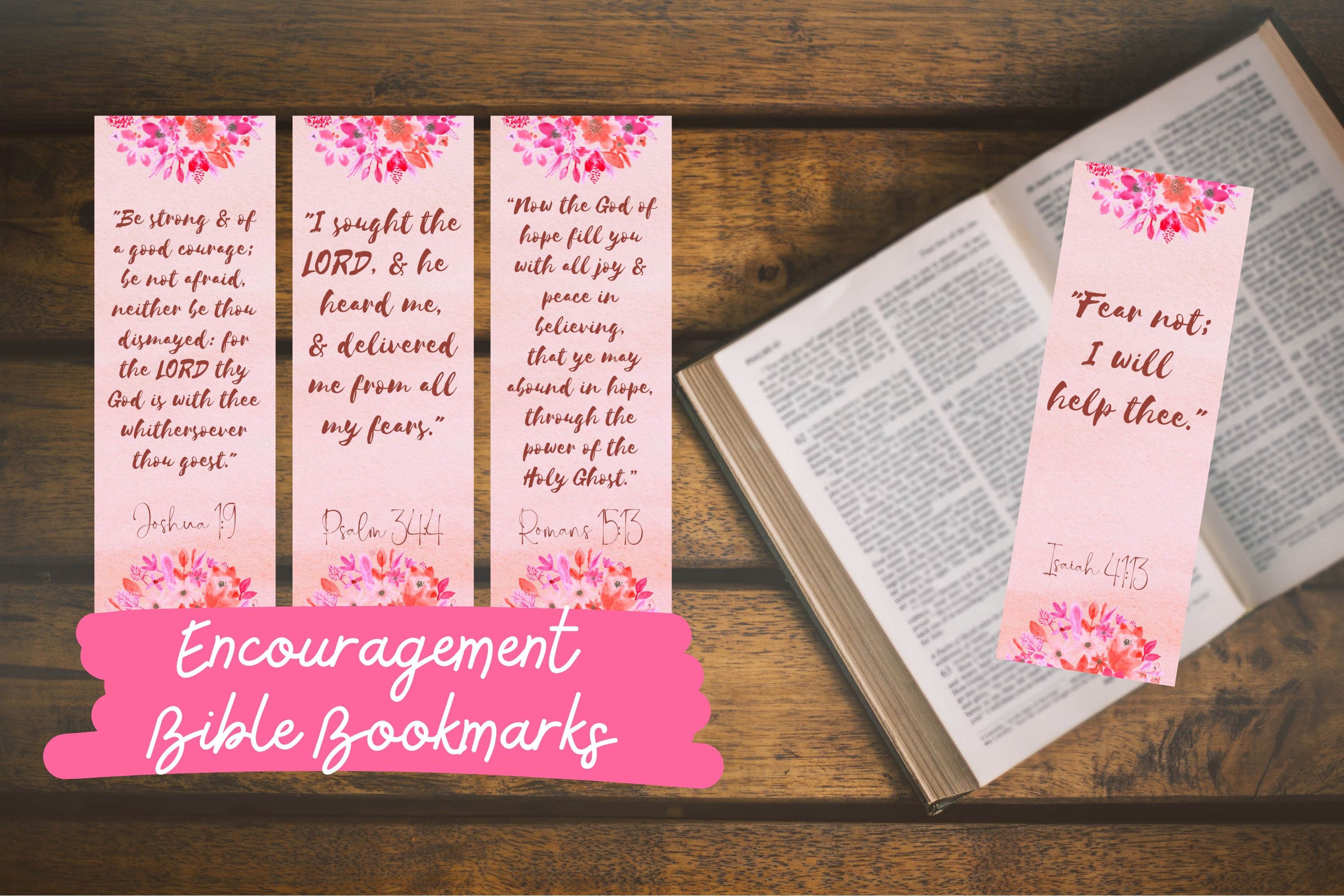 Floral Scripture Bookmarks | Printable Bible Bookmarks | Encouragement ...