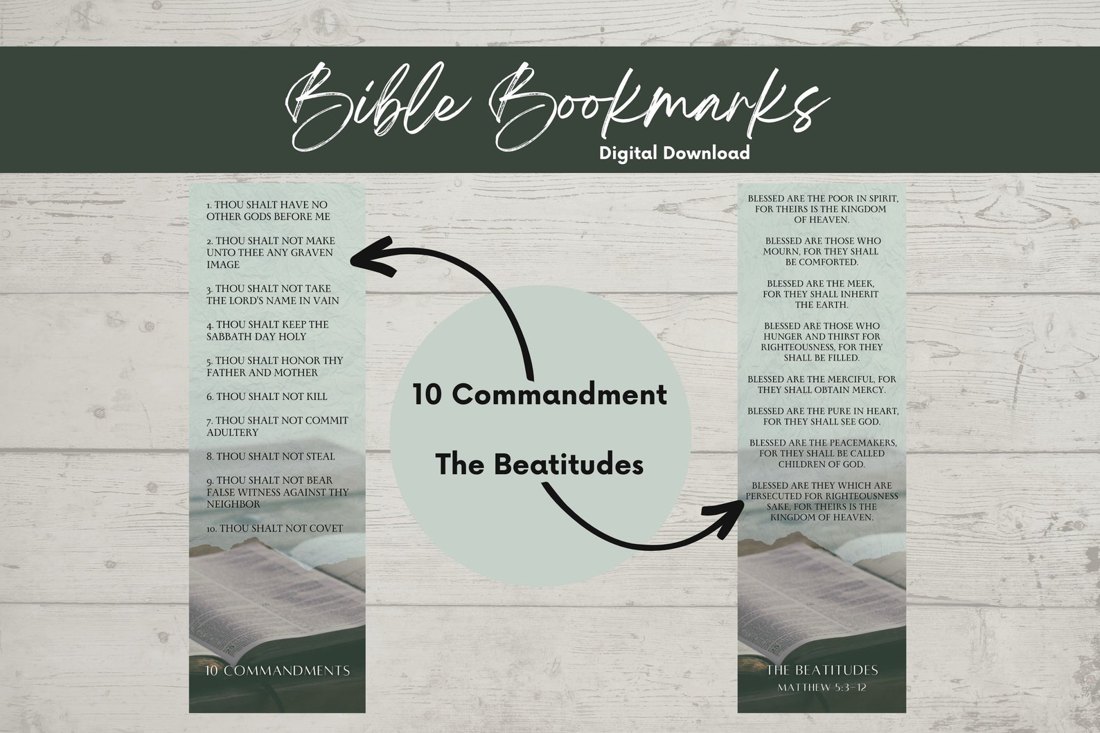 Bible Bookmarks Bundle, 10 Commandments, Beatitudes, Fruit of the ...