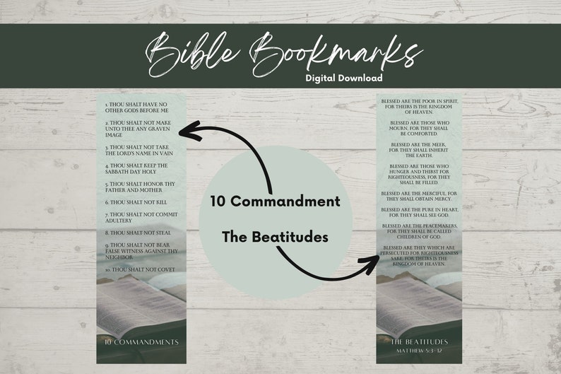 Bible Bookmarks Bundle, 10 Commandments, Beatitudes, Fruit of the ...