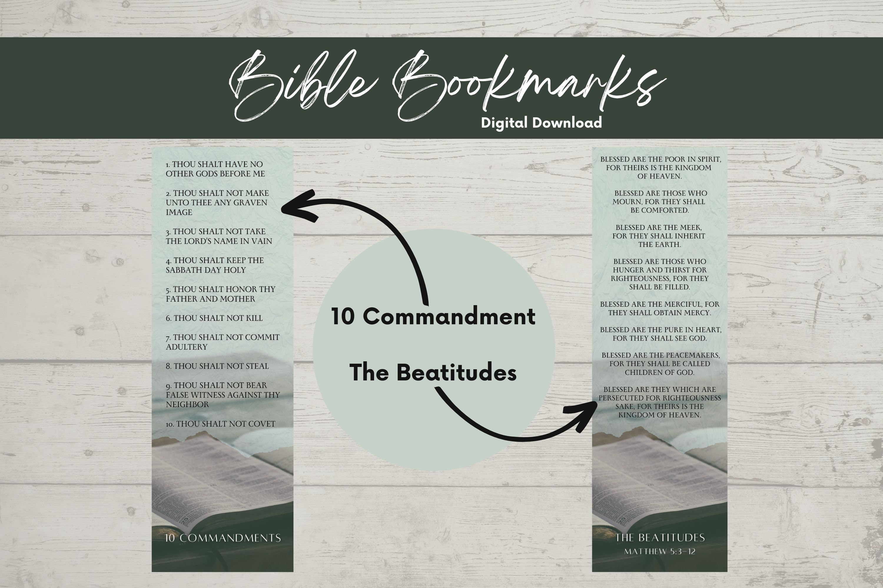 Bible Bookmarks Bundle, 10 Commandments, Beatitudes, Fruit of the ...