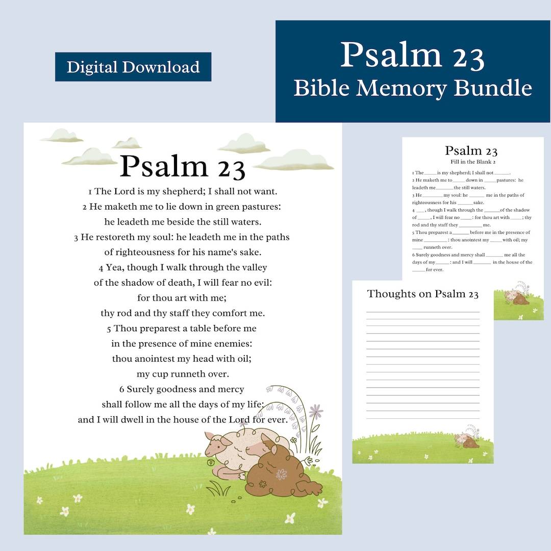 Psalm 23 Scripture Memory Bundle, Psalm 23 Printable, Memorize ...