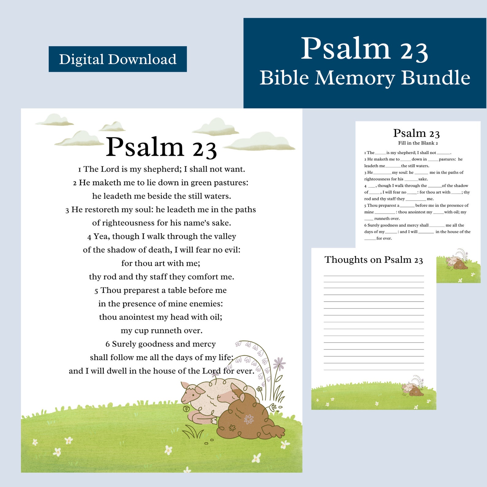 Psalm 23 Scripture Memory Bundle, Psalm 23 Printable, Memorize ...