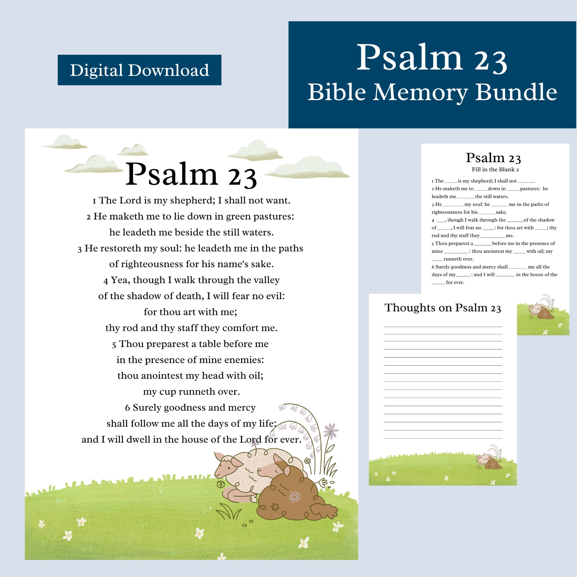 Psalm 23 Scripture Memory Bundle, Psalm 23 Printable, Memorize ...
