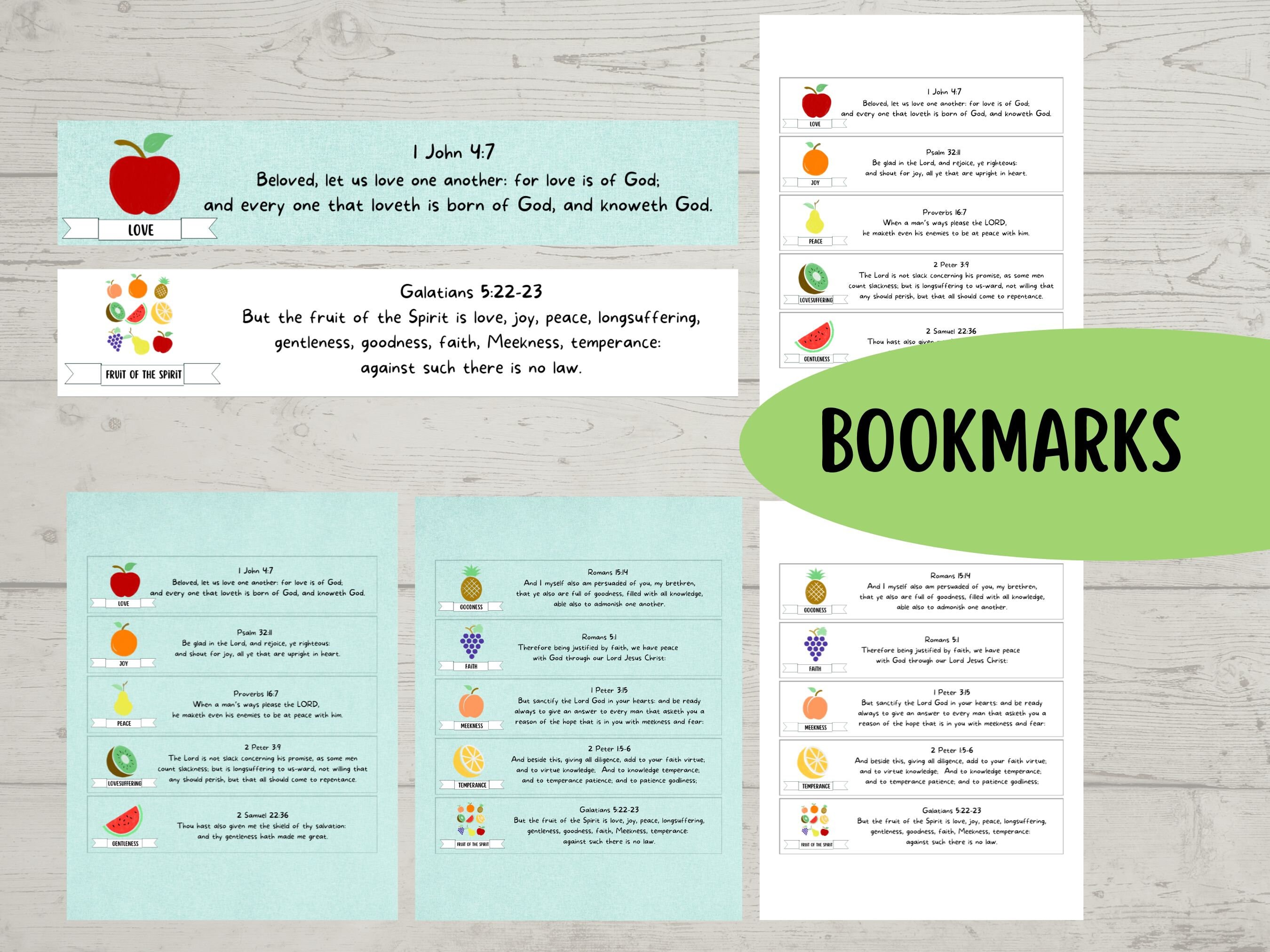 Fruit of the Spirit Printable Resources Printable Bookmarks Verse Cards ...