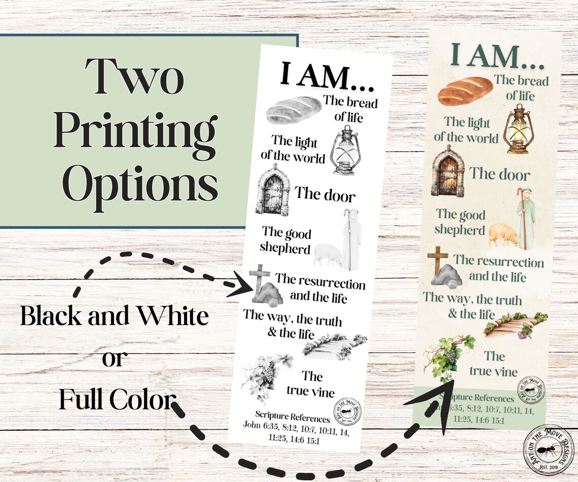 I Am Statements of Christ Printable Bookmark, Jesus Sayings Bookmark ...