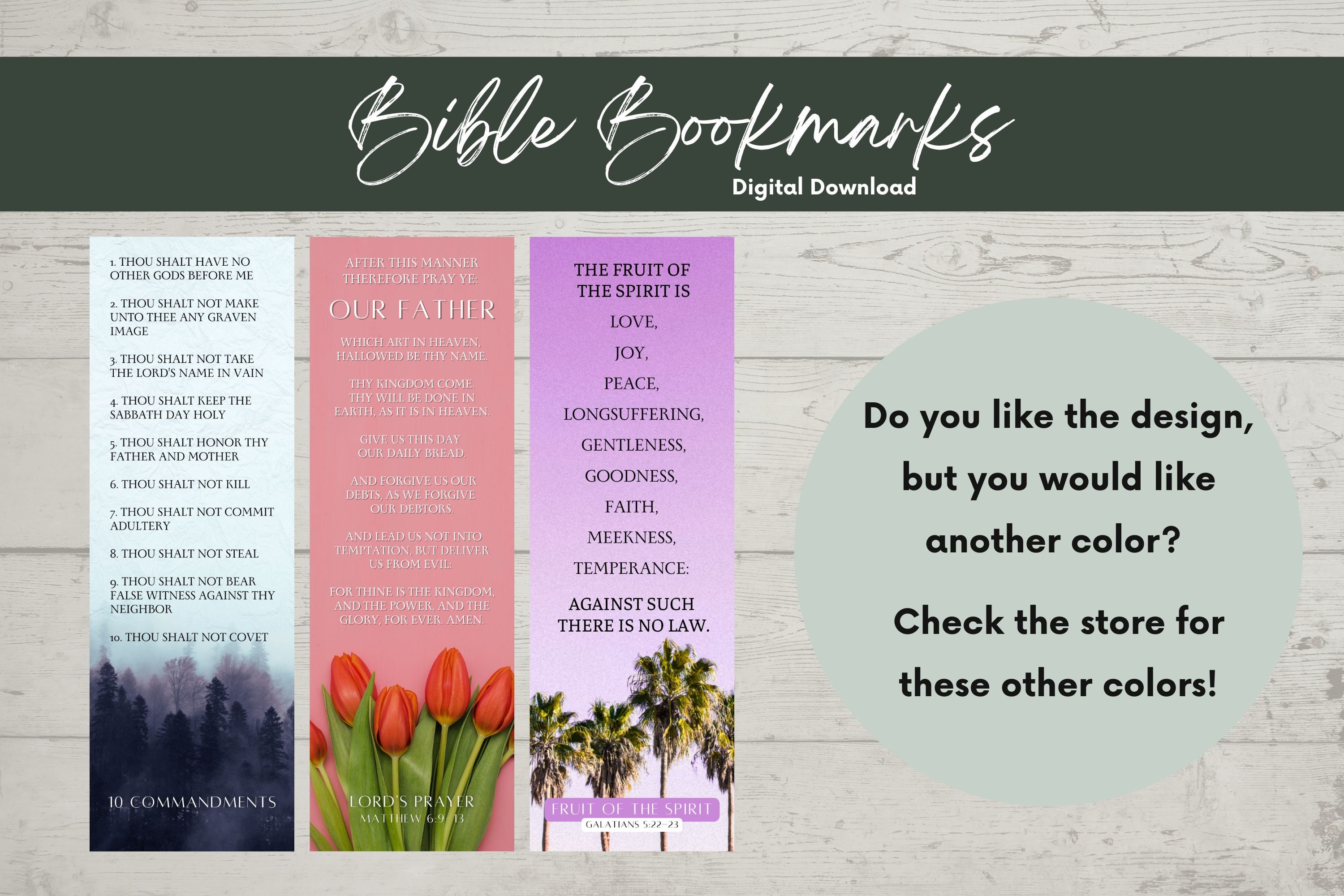 Bible Bookmarks Bundle, 10 Commandments, Beatitudes, Fruit of the ...