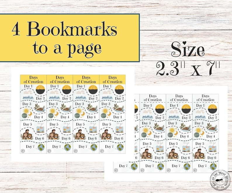 Days of Creation Printable Bookmark, Sunday School Bible Bookmark - Etsy