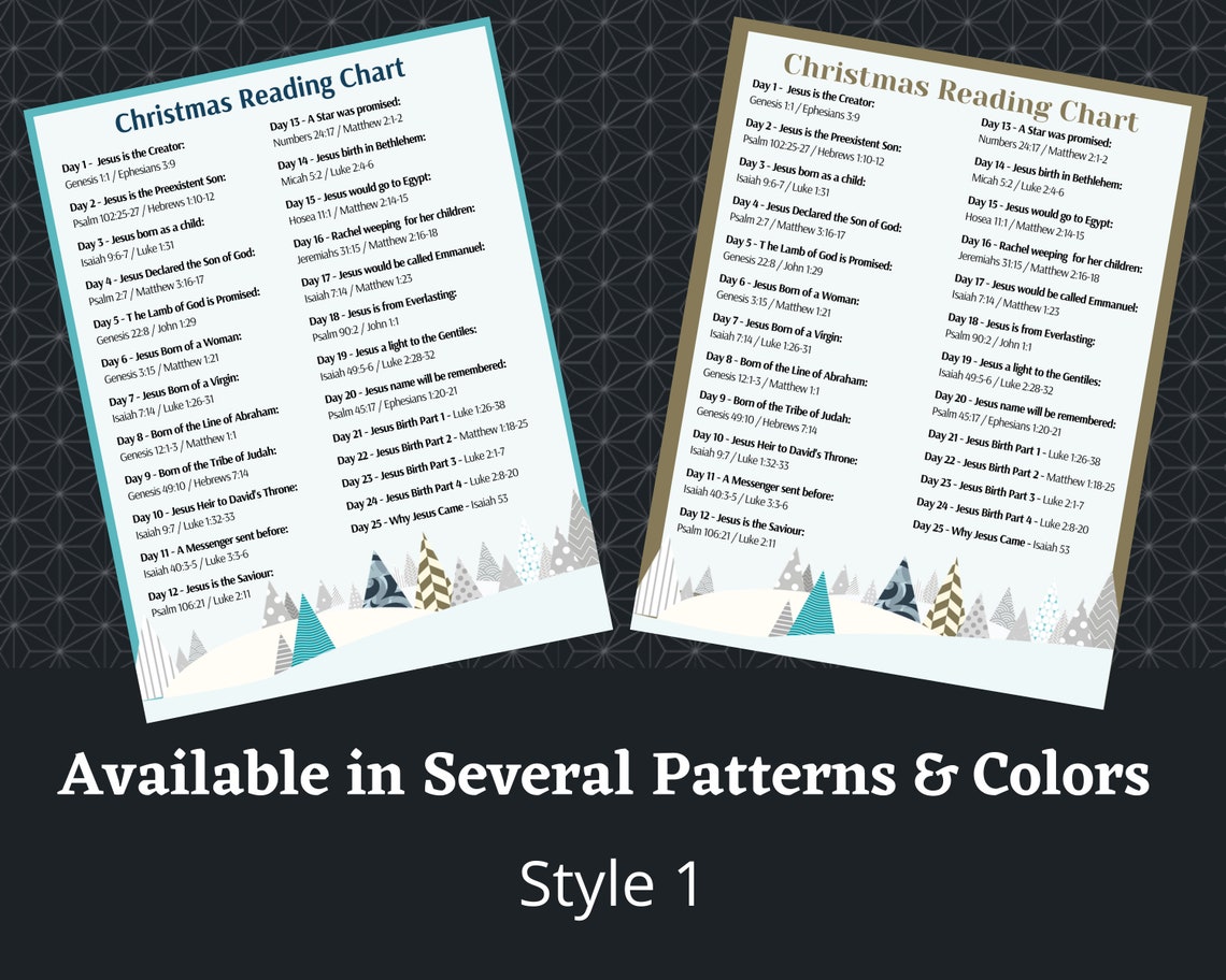 25 Days of Christmas Reading Advent Reading Chart Christmas Bible ...