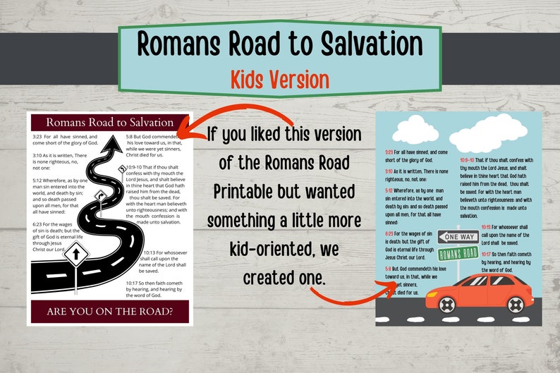 Romans Road to Salvation Kids Version, Romans Road Evangelism Cards ...
