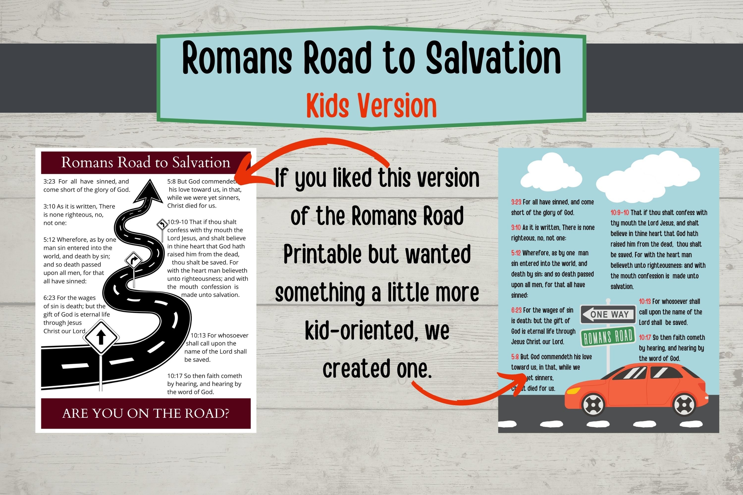 Romans Road to Salvation Kids Version, Romans Road Evangelism Cards ...