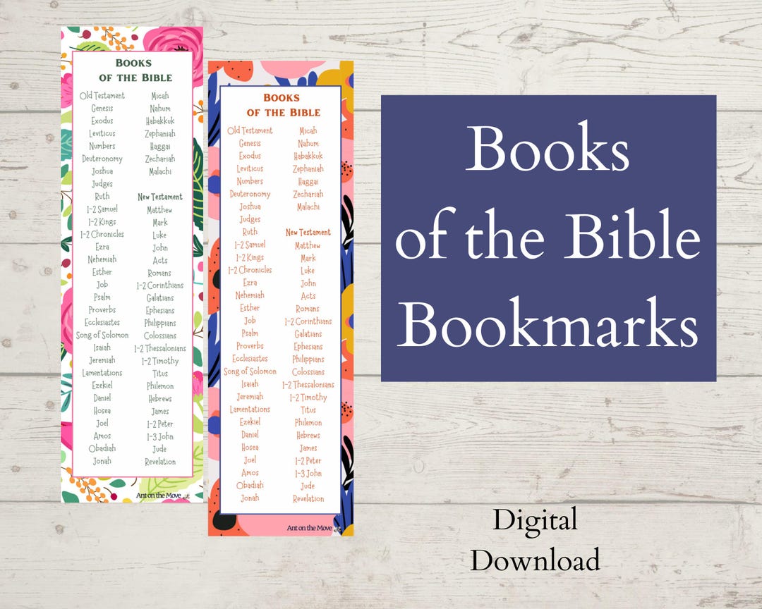 Printable Books of the Bible Bookmarks | Floral Scripture Bookmark Set ...