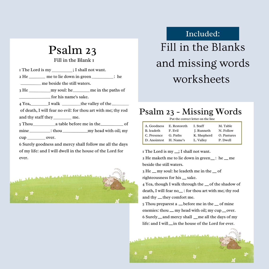 Psalm 23 Scripture Memory Bundle, Psalm 23 Printable, Memorize ...