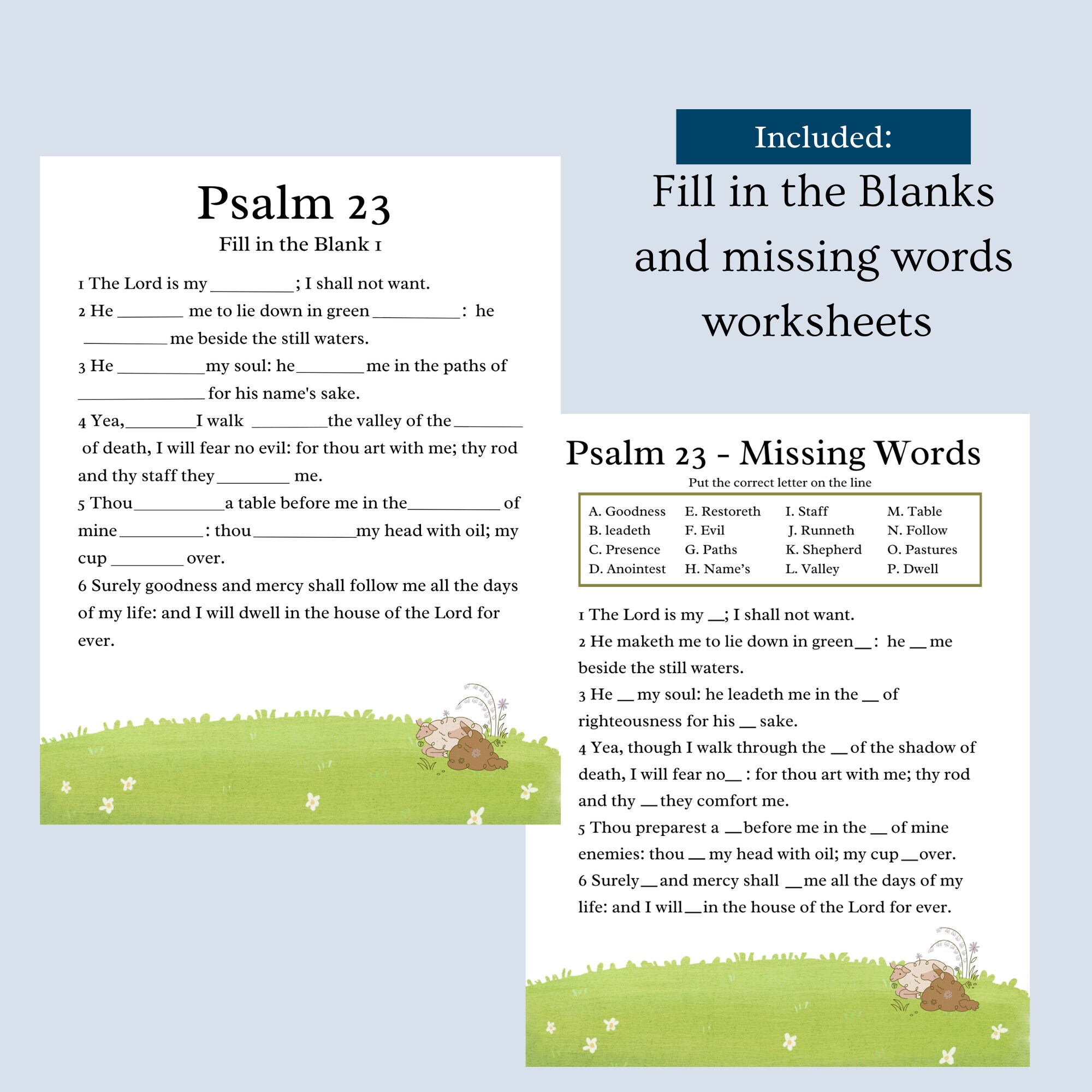 Psalm 23 Scripture Memory Bundle, Psalm 23 Printable, Memorize ...