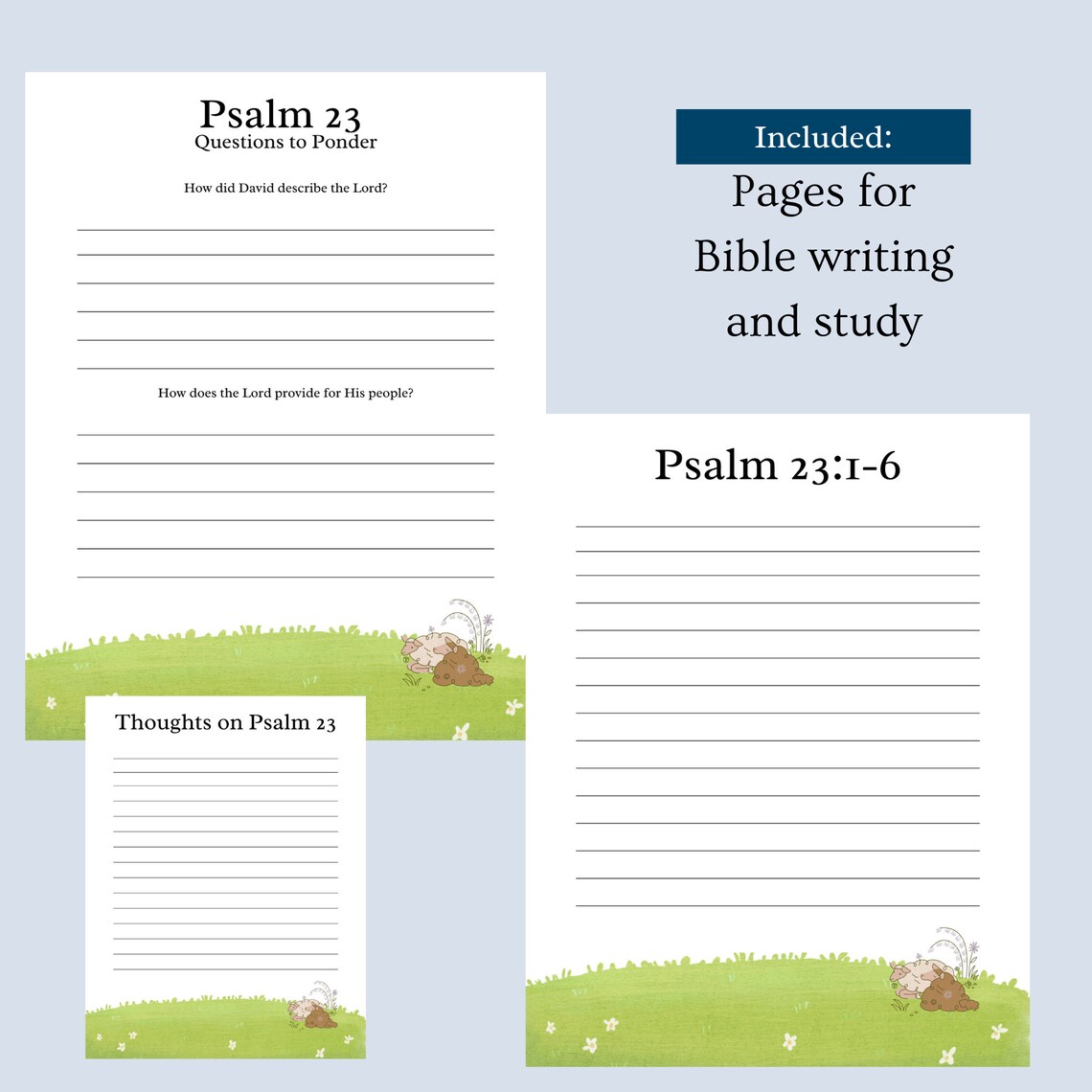 Psalm 23 Scripture Memory Bundle, Psalm 23 Printable, Memorize ...