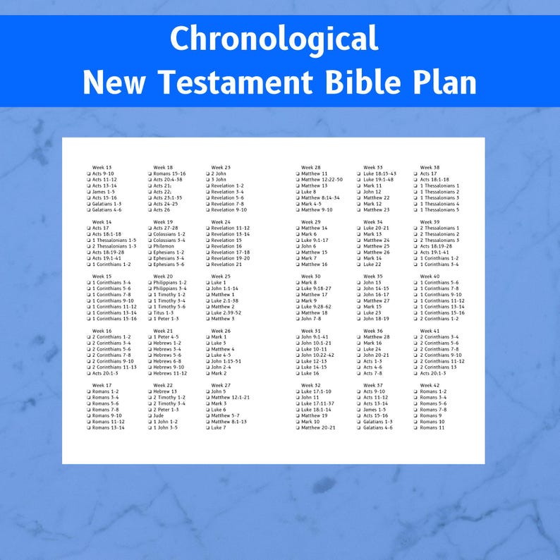 New Testament Chronological Bible Reading Plan, Printable Bible Guide ...