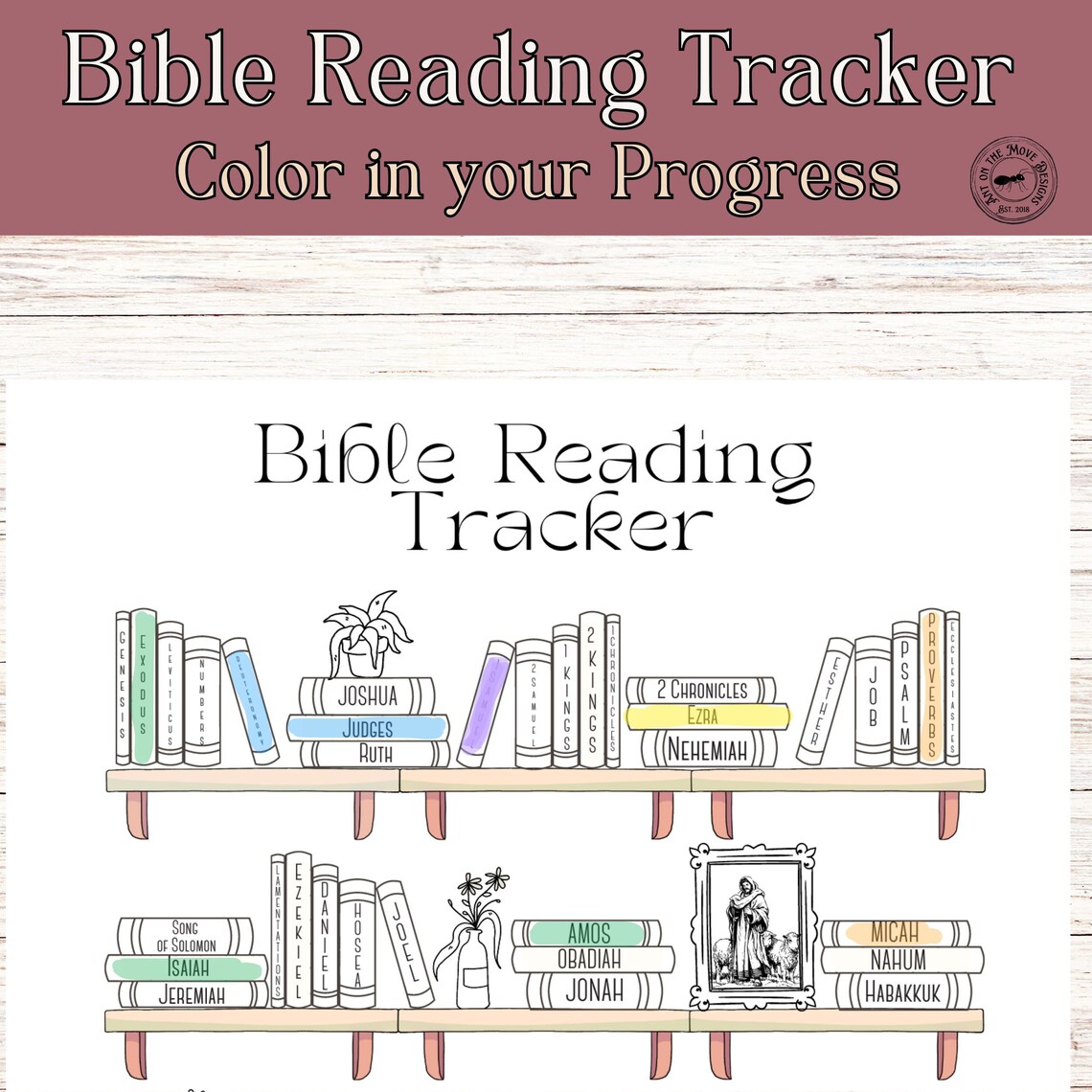 Coloring Bible Reading Tracker, Printable Bible Tracker, PDF, 2026 ...