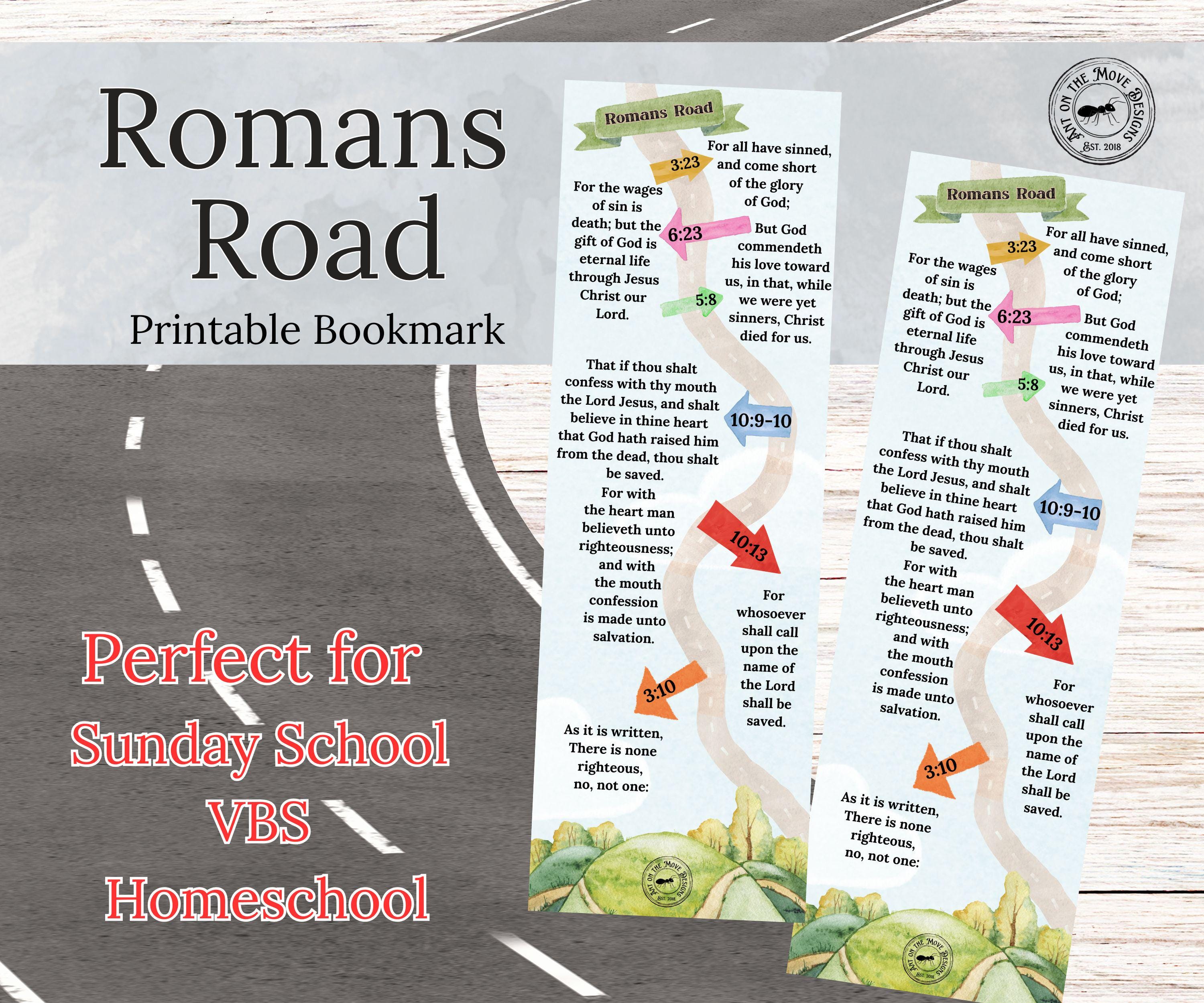 Romans Road to Salvation Printable Bookmark - Scripture Verses for ...