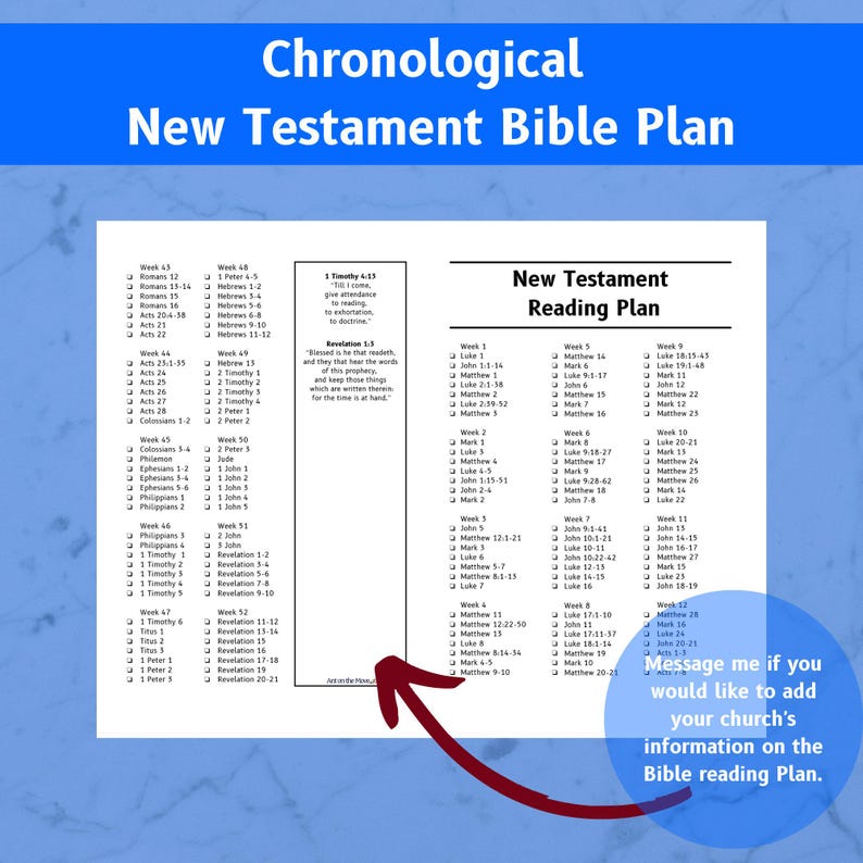 New Testament Chronological Bible Reading Plan, Printable Bible Guide ...