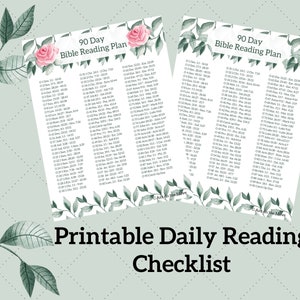 90 Day Bible Reading Plan | Printable Checklist (PDF Pattern) - Etsy