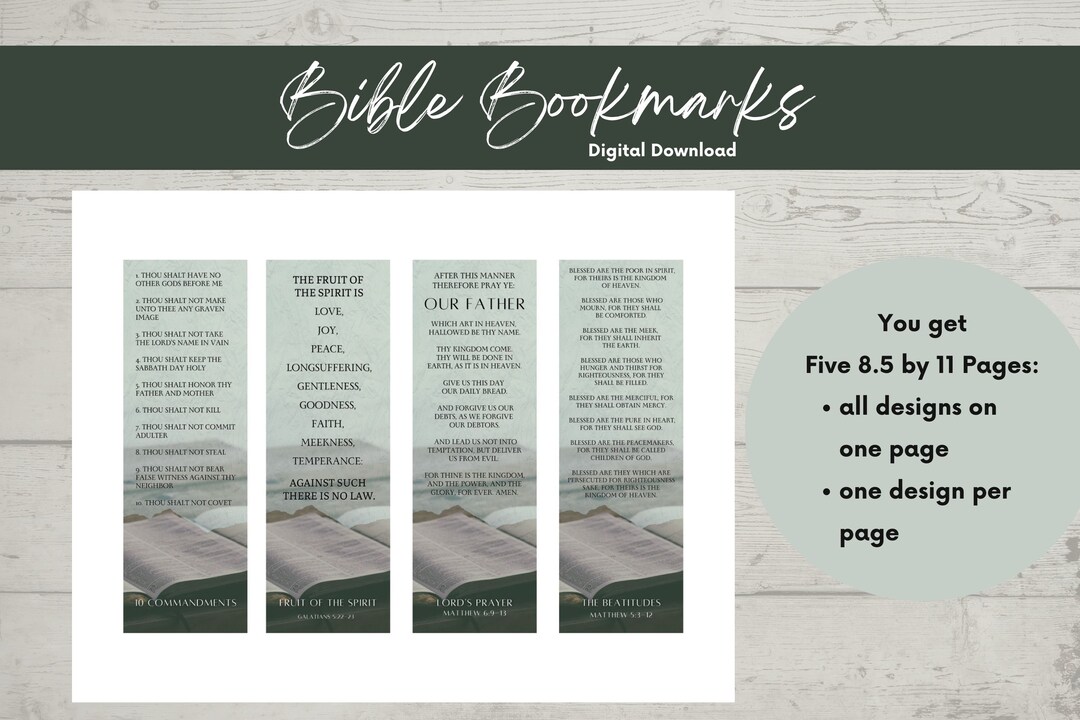 Bible Bookmarks Bundle 10 Commandments Beatitudes Fruit of - Etsy