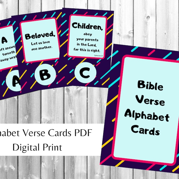 Abc Bible Verse Cards - Etsy