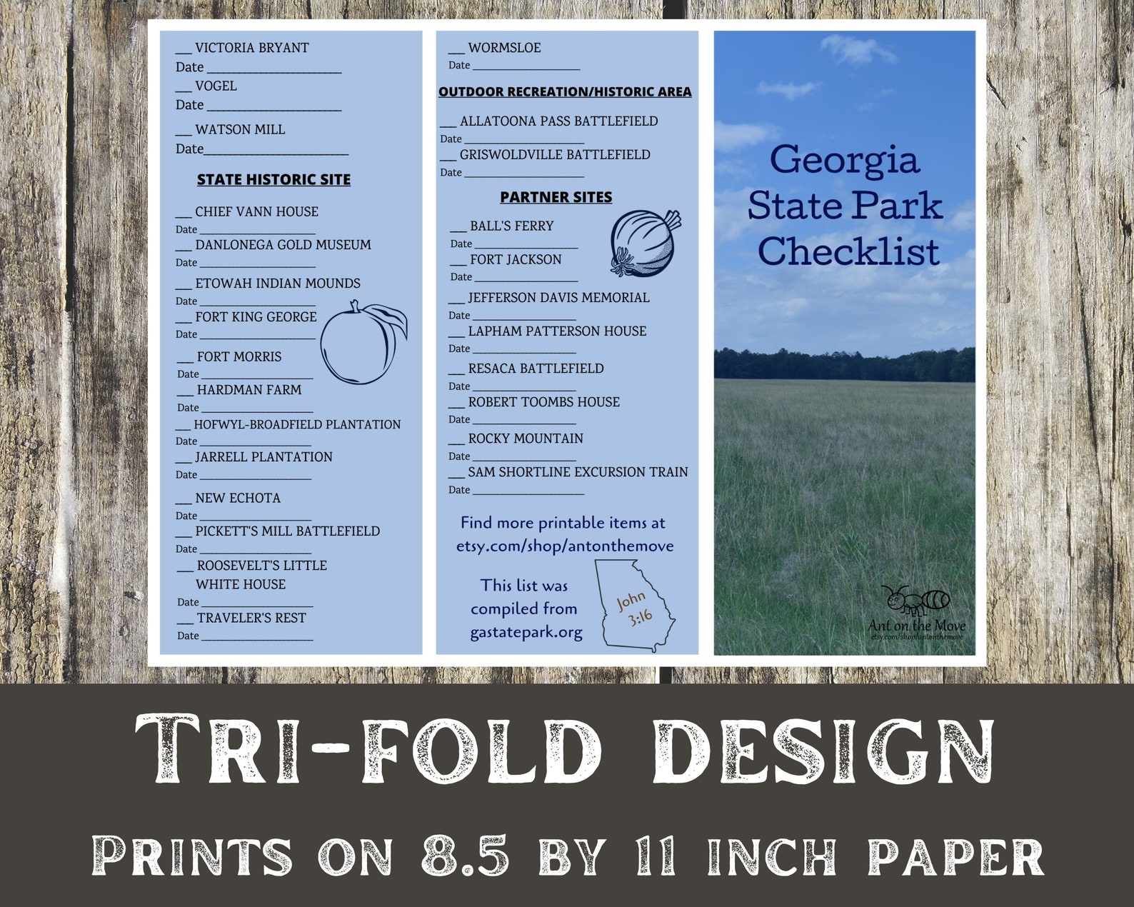 Georgia State Parks Checklist Printable Checklist State - Etsy