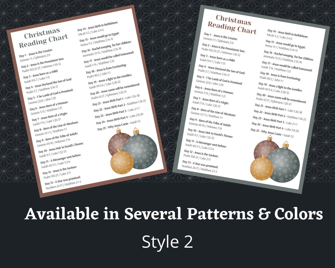 25 Days of Christmas Reading Advent Reading Chart Christmas Bible ...