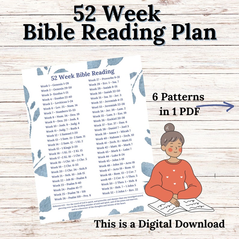 52 Week Bible Reading Plan, Bible Chunks, Printable Bible Plan, 2026 ...