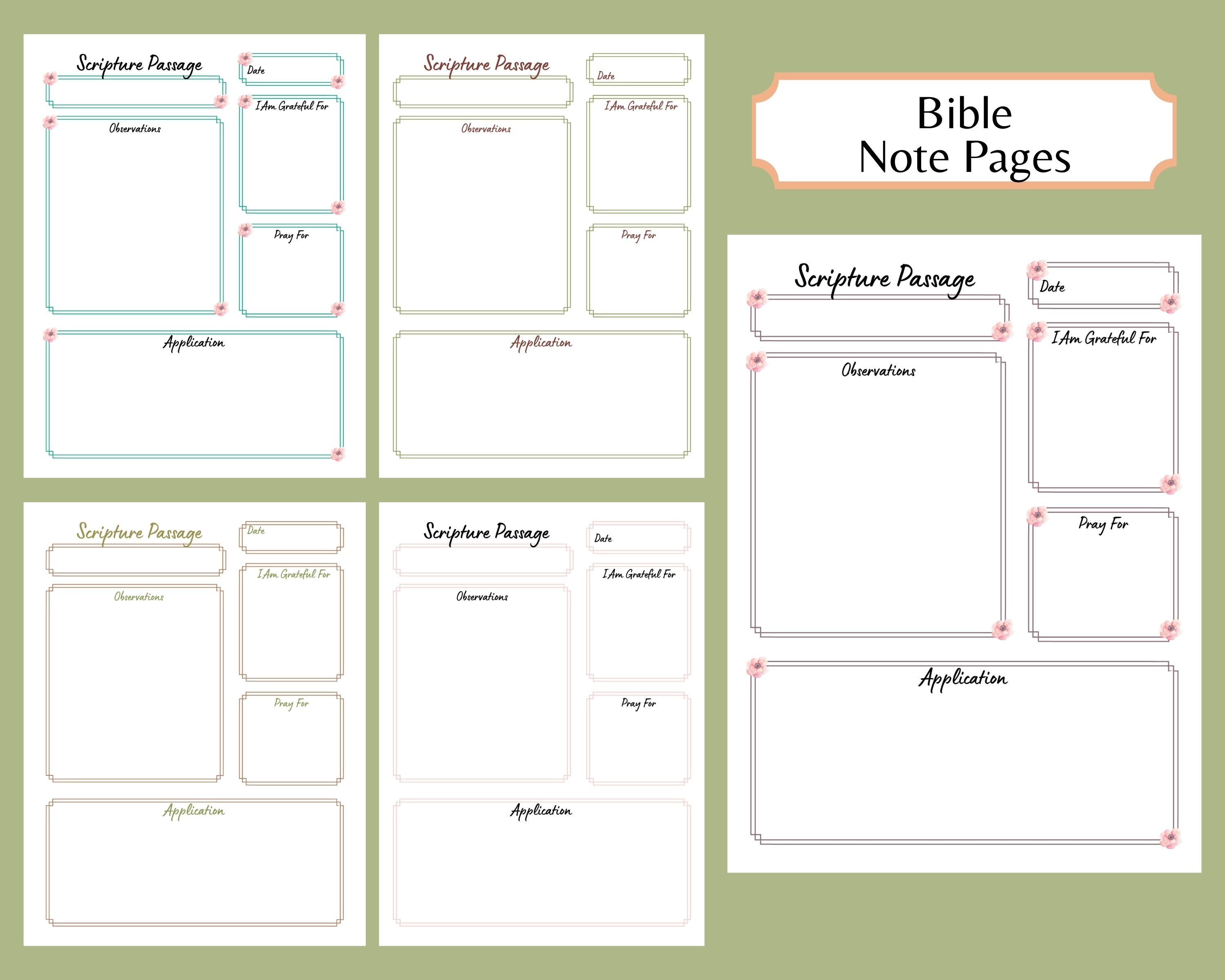 Hojas de notas bíblicas / Notas de la iglesia / Notas bíblicas ...