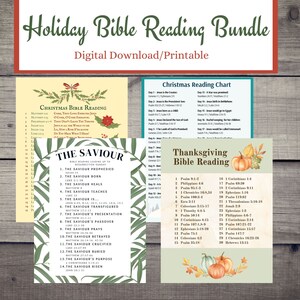 Holiday Bible Reading Bundle, Christmas Bible Reading, Thanksgiving ...